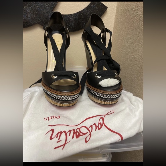 Christian Louboutin | Shoes | Christian Louboutin Tribuli Lace Up Wedge ...